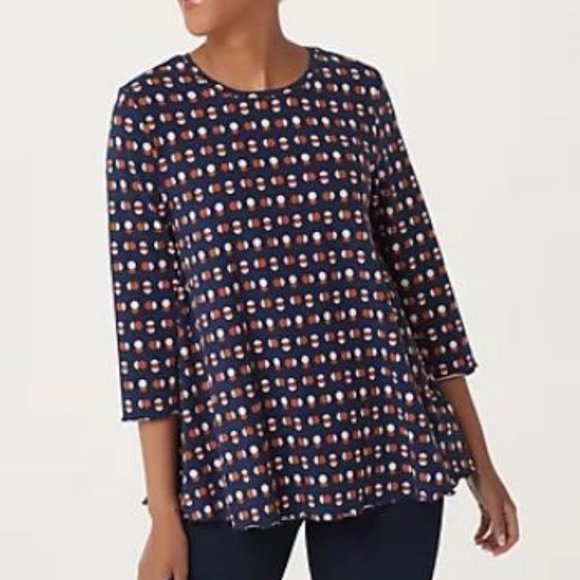 Denim&Co | Tops | Denim Co Printed Jersey 34 Sleeve Top 849 | Poshmark